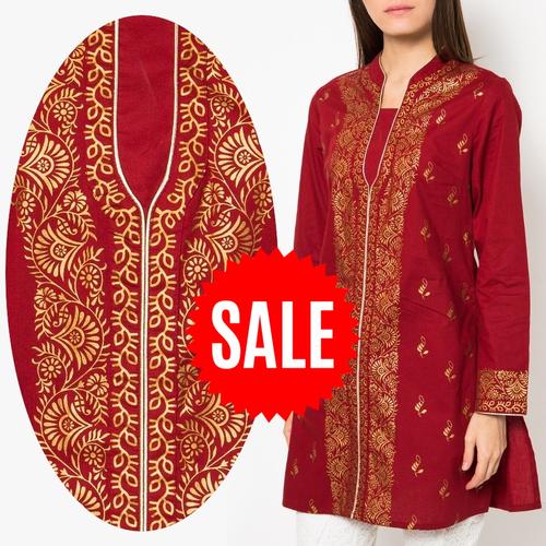 Jual Tunik Atasan Muslim Batik Premium Mint Festive Merah Print Warna ...