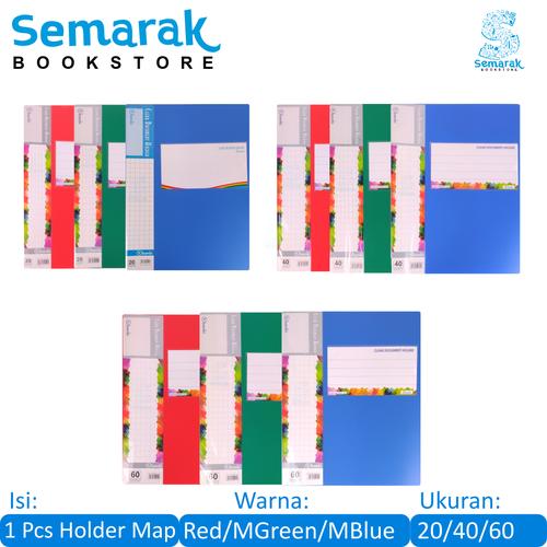Jual Bambi Clear Document Holder Map Dokumen 20/40/60 Pocket Red/Blue ...
