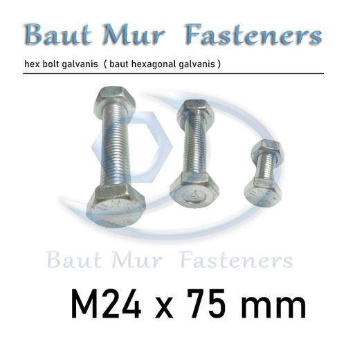 Jual baut mur m24 x 75 / bmp m24 x 75 galvanis / bmp m24 x 75mm ...