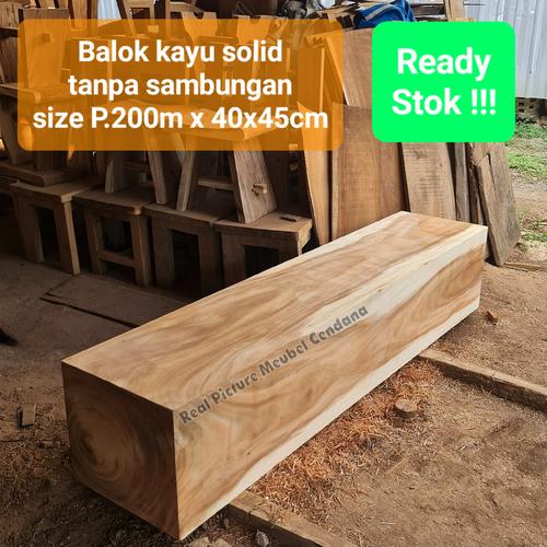 Jual balok kayu solid block utuh tanpa sambungan, stool kayu trembesi ...