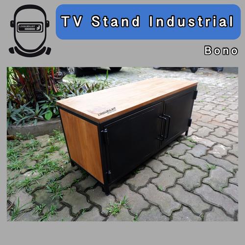 Jual Bono TV Stand Table / Meja TV / Meja Serbaguna Kayu Besi Industrial - Teak Brown, Custom ...