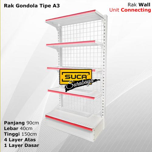 Jual Rak Minimarket Wall Gondola T 1.5M 5 Hambalan (Connect) - A3 ...