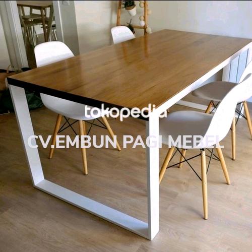 Jual Meja makan meja kantor meja meting kayu mahoni kaki besi holow - Kota Tangerang - CV.EMBUN ...