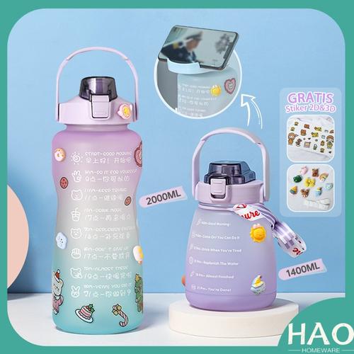 Jual Botol Minum Motivasi Stiker Warna Viral Kapasitas 2Liter Penanda ...
