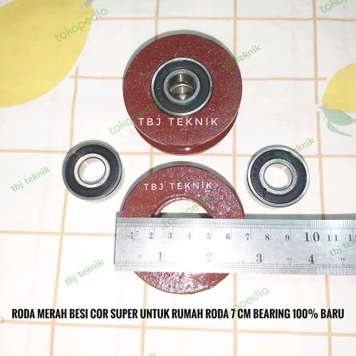 Jual roda merah besi cor super untuk rumah roda 7 cm bearing 100% baru ...