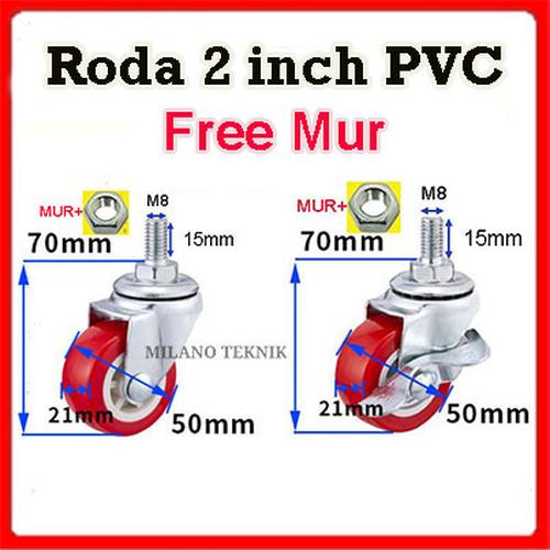 Jual Roda 2 inch PVC Baut+ MUR Screw Drat Nylon Furniture Troly Kastor ...
