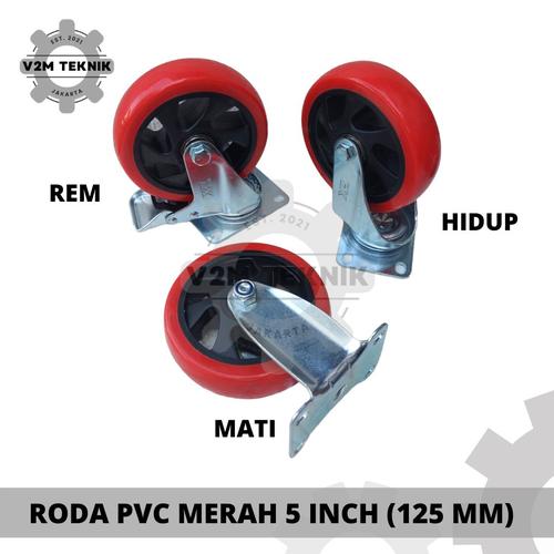 Promo XP TOOL Roda PVC Merah 5 Inch 5" / Roda Trolley Wheel HIDUP MATI ...