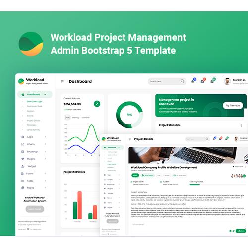 Jual Bootstrap 5 - Workload v1.0 | Project Management Admin HTML ...