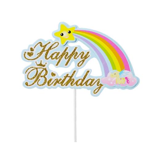 Jual Cake Topper Pita Pastel / Topper HBD / Topper Kue - rainbow blue ...