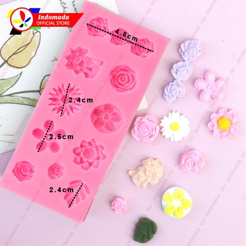 Jual Cetakan Silikon Fondant 10 Bunga Campur Besar Kecil Coklat 1 - 2 ...