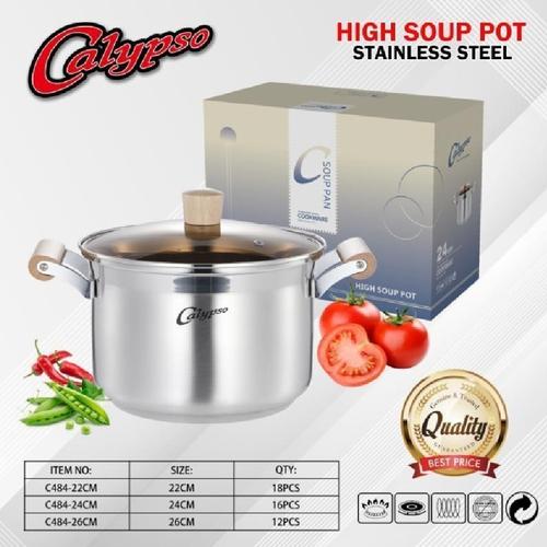 Jual CALYPSO Panci Sup 22cm Stainless Tebal Tutup Kaca - High Soup Pot ...
