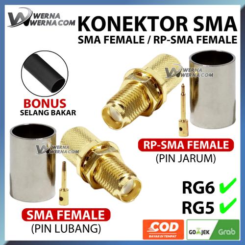 Jual Konektor SMA Female / RP-SMA Female crimping untuk kabel RG6 RG5 ...