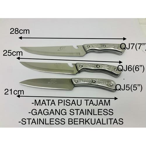 Jual PISAU QJ5 GAGANG STAINLESS TAJAM /PISAU BUAH DAPUR UTILITY DAGING ...