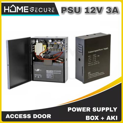 Jual Power Supply Access Door Lock 12V 3A / PSU BOX + Aki Akses Control ...