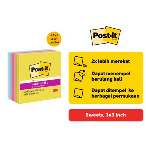 Jual 3M Post-it Sticky Notes Summer Joy 654-5SSJOY memo 5 Pad 3x3 ...