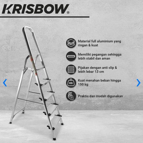 Jual Krisbow Tangga Lipat Aluminium 5 Step Lebar LADDER ALU HANDLE 5 ...