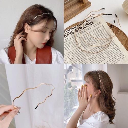 Jual Bando List Gold Hair Hair Hearband Bando Rambut Korea Aesthetic ...
