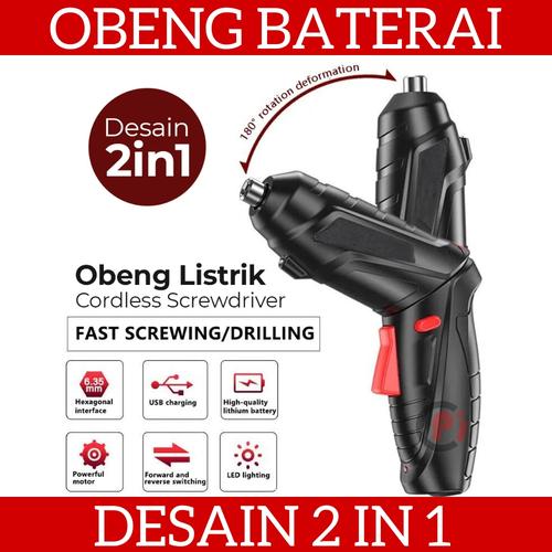 Jual Obeng Baterai Listrik Bisa Dicas Cordless Screwdriver Model 2 in 1 ...