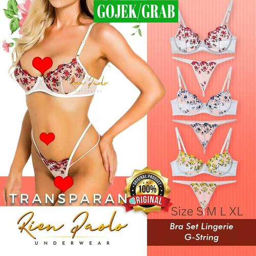 Jual Lingeries Sexy Bra Set Fancy Premium G String Wanita Rien Paolo - KOMBINASI MERAH, L ...