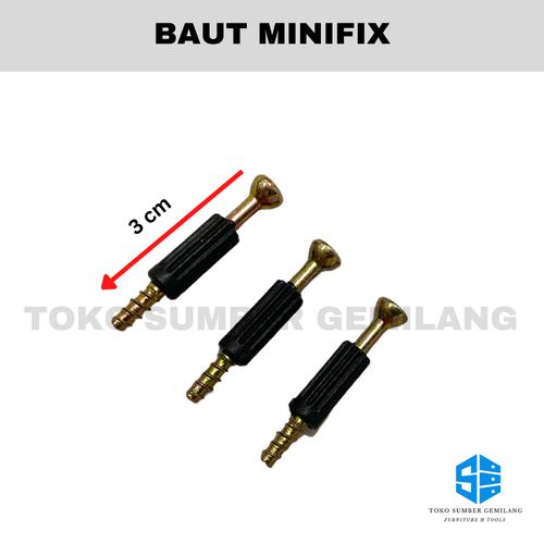 Jual Baut Minifix / Baut Minifix Knock/ Baut Minifix 3 cm isi 100 Pcs ...