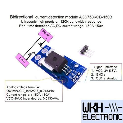 Jual Modul Sensor Arus Linear Hall Current Sensor Acs758 150A Ac Dc ...