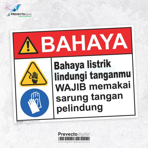 Jual Stiker Safety Sign K3 Bahaya Listrik Lindungi Tanganmu Wajib Pakai ...