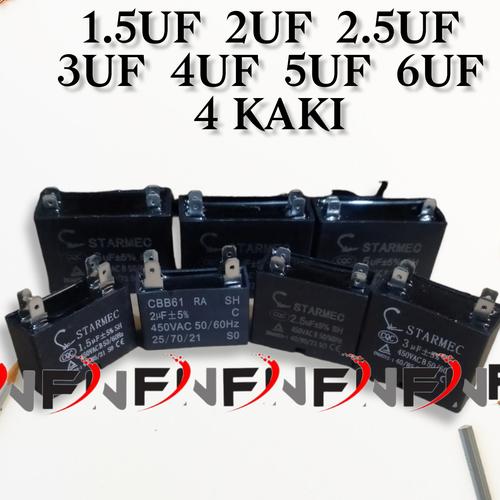 Promo kapasitor kotak 4 pin / Capasitor fan AC / capacitor 1.5uf 2uf 2.5uf - 1.5uf - Kab ...