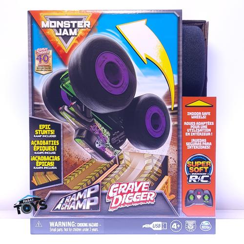 Jual Monster Jam Ramp Champ Grave Digger Indoor Super Soft Remote ...