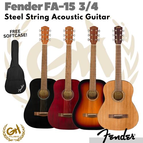 Promo Fender FA 15 3/4 String Acoustic Guitar with Bag | Gitar Akustik ...
