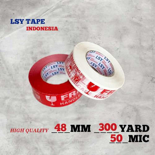 Jual lakban fragile full merah & putih 48mm x 300yard - full merah ...