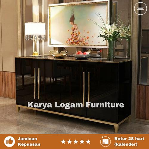 Jual Lemari Buffet Kabinet Golden Black Modern Minimalis - Stainless ...