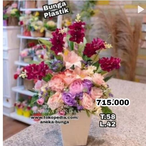 Jual Rangkaian Pot Keramik Bunga Plastik Meja Hias Artificial Grand ...