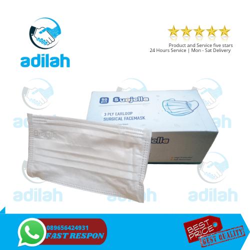 Jual Surgical mask / Masker medis 3 ply hijau TRASTI AID 50 pc - Putih ...