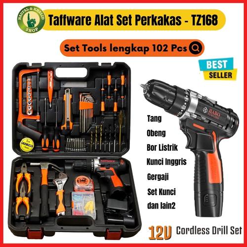Jual alat set perkakas reparasi tukang bor listrik tool kit obeng palu ...