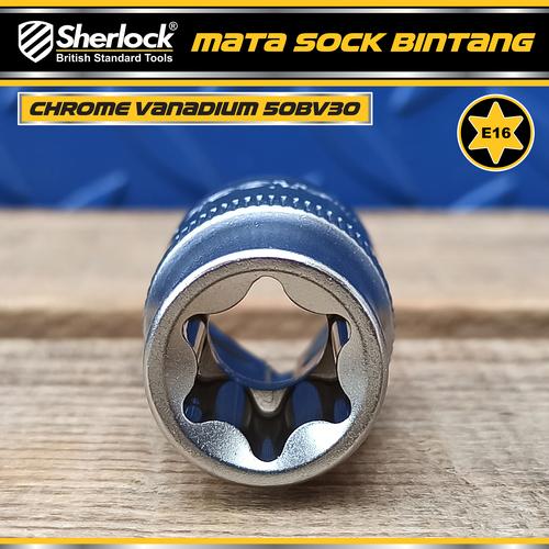 Jual Sherlock 1/2 inch Drive Star Socket Kunci Shock Bintang Sok E16 ...