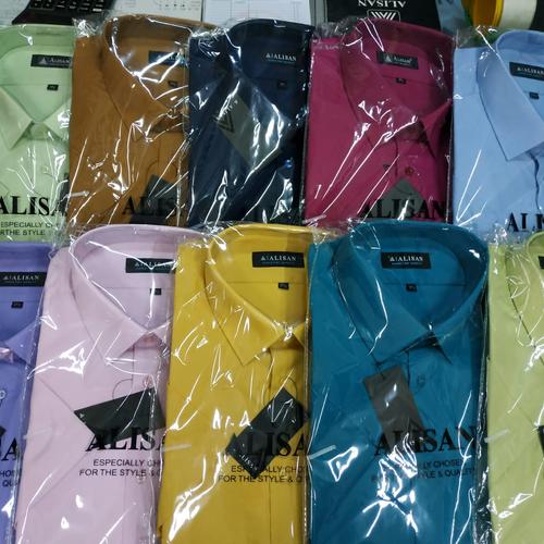Jual kemeja alisan polos ukuran jumbo lengan pendek - campuran warna ...