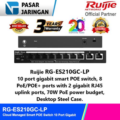 Jual Ruijie RG-ES210GC-LP Cloud Managed Smart POE Switch 10 Port ...
