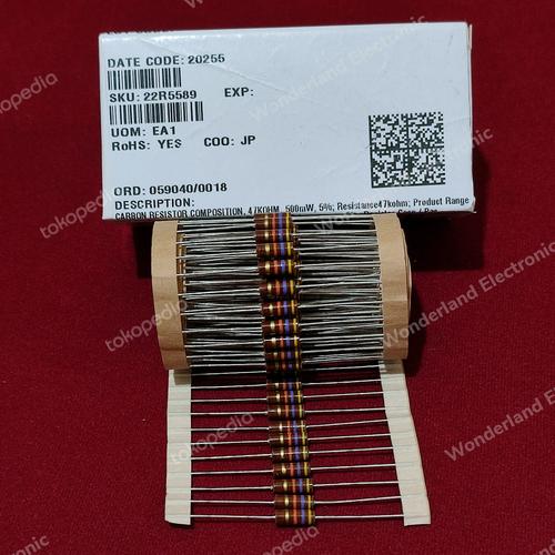 Jual Allen Bradley AB Carbon Composition Resistor 0.5W 1/2W 47K - New ...