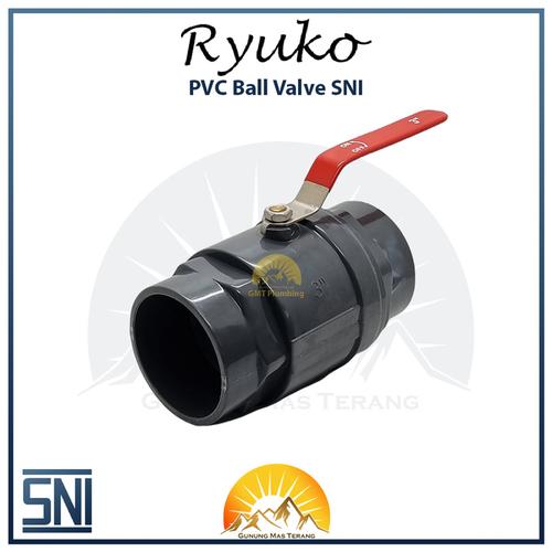 Jual Ryuko PVC Ball Valve Standard SNI 90 mm 3 " Stop Kran Air Gagang ...