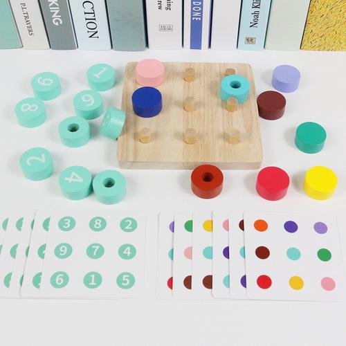 Jual Wooden learning color number knobs mainan anak TK mengenal warna ...