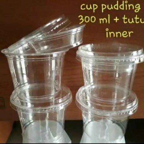 Jual cup pudding uk 300ml 3in1.+ tutup + ininer / gelas puding vla ...