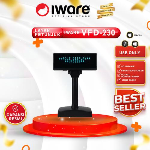 Promo Customer Display Iware VFD 203 Layar Petunjuk USB Garansi Resmi 1 ...
