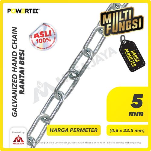 Jual Rantai Besi Chrome Putih 5mm Galv Hand Chain Gantung POWERTEC ...