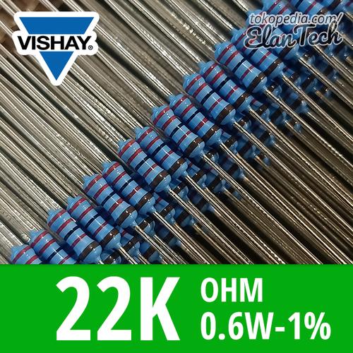 Jual Resistor 22k Ohm 0.6W 1% Vishay MRS25 Metal Film Size 1/4W ...
