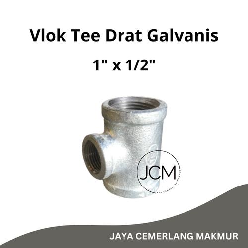 Jual Vlok Tee Drat Galvanis 1" x 1/2" GIP / Reducer Tee Drat Besi 1 x 1 ...