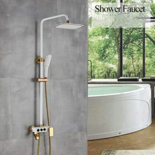Jual SHOWER PANAS DINGIN SET PUTIH GOLD/SHOWER TIANG MIXER KAMAR MANDI ...