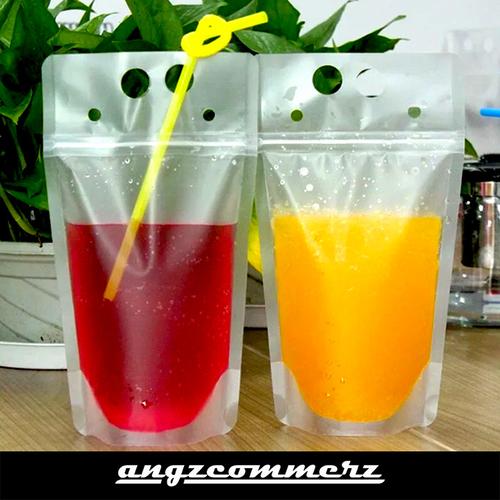 Jual Standing Pouch Klip Plastik Minuman Ziplock Beverage Packing 500ml ...