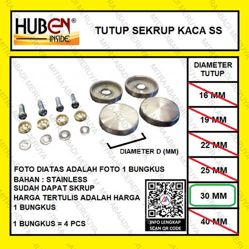 Jual Dop Tutup Sekrup Kaca Stainless HUBEN 30 MM Skrup Cover Cap - Kota ...