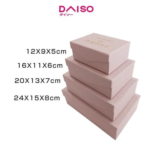Jual Daiso Paper Box with Lid -4 Sizes - Rectangular - Pink - Large ...