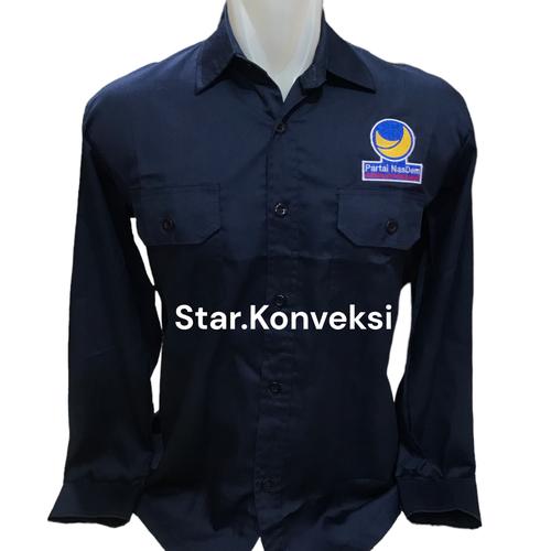 Jual Seragam Kantor PDH Kemeja Partai NASDEM Biru Dongker Lengan Panjang - polos, L - Jakarta ...